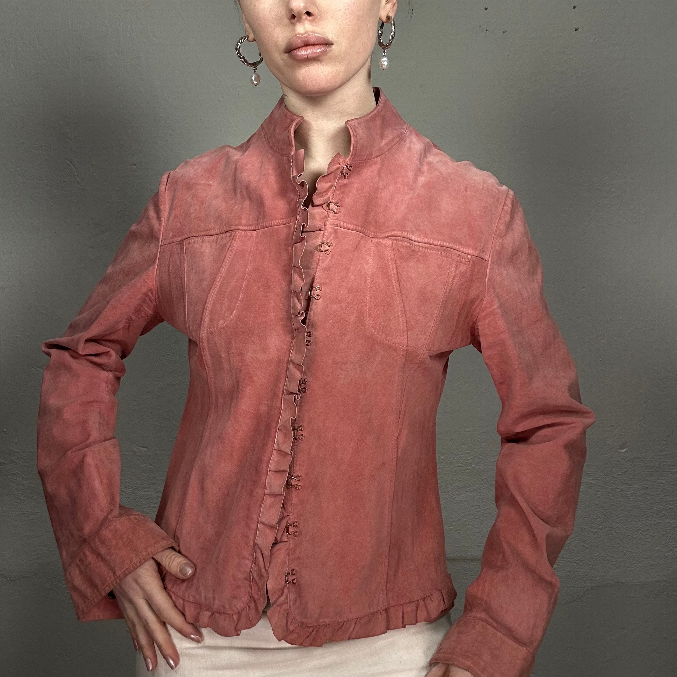 Vintage 90’s Romantic Ruffle Detail Leather Jacket (M) – Michelle Tamar