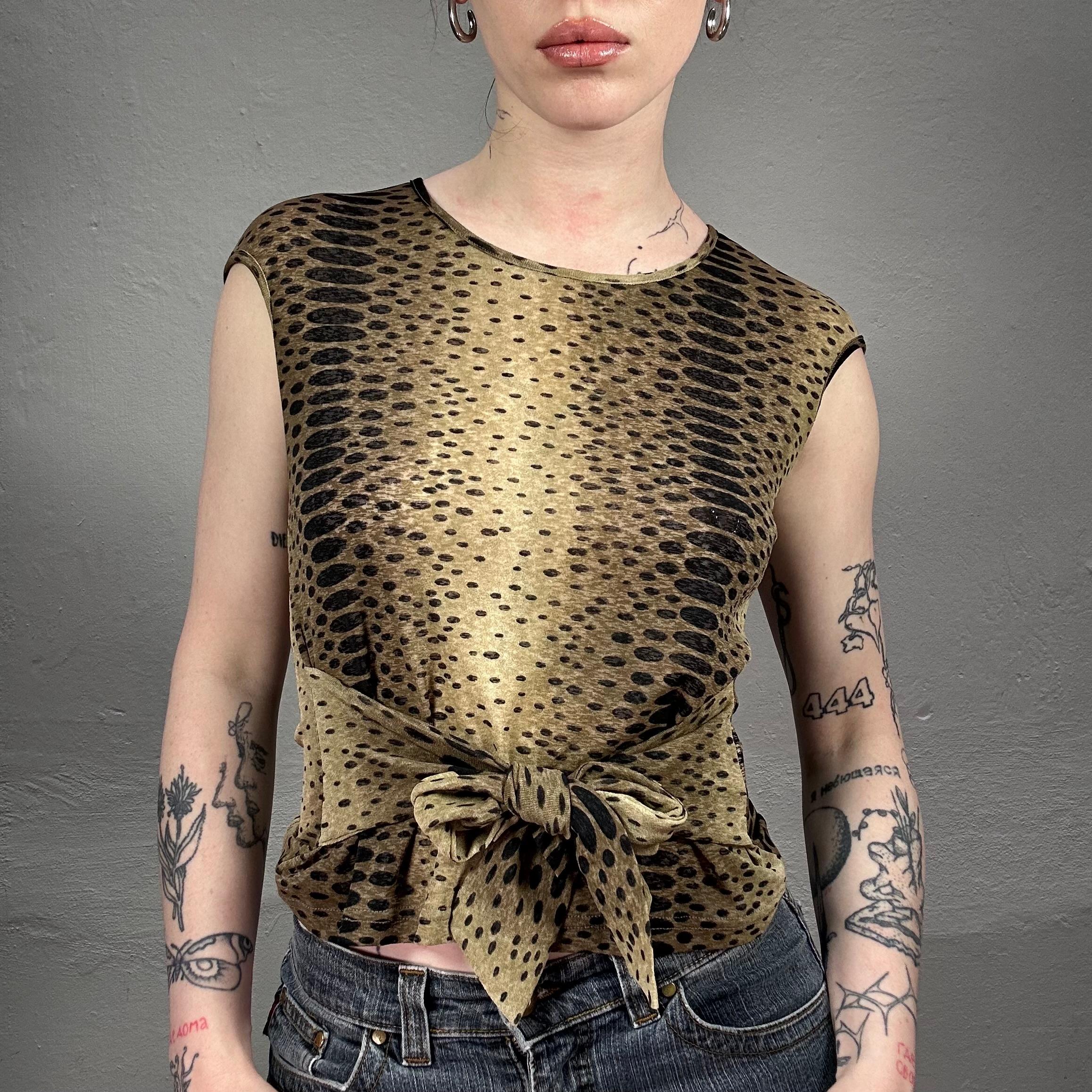 Vintage 90's Sleaze Brown Snake Print Tie-Front Top (M) – Michelle Tamar