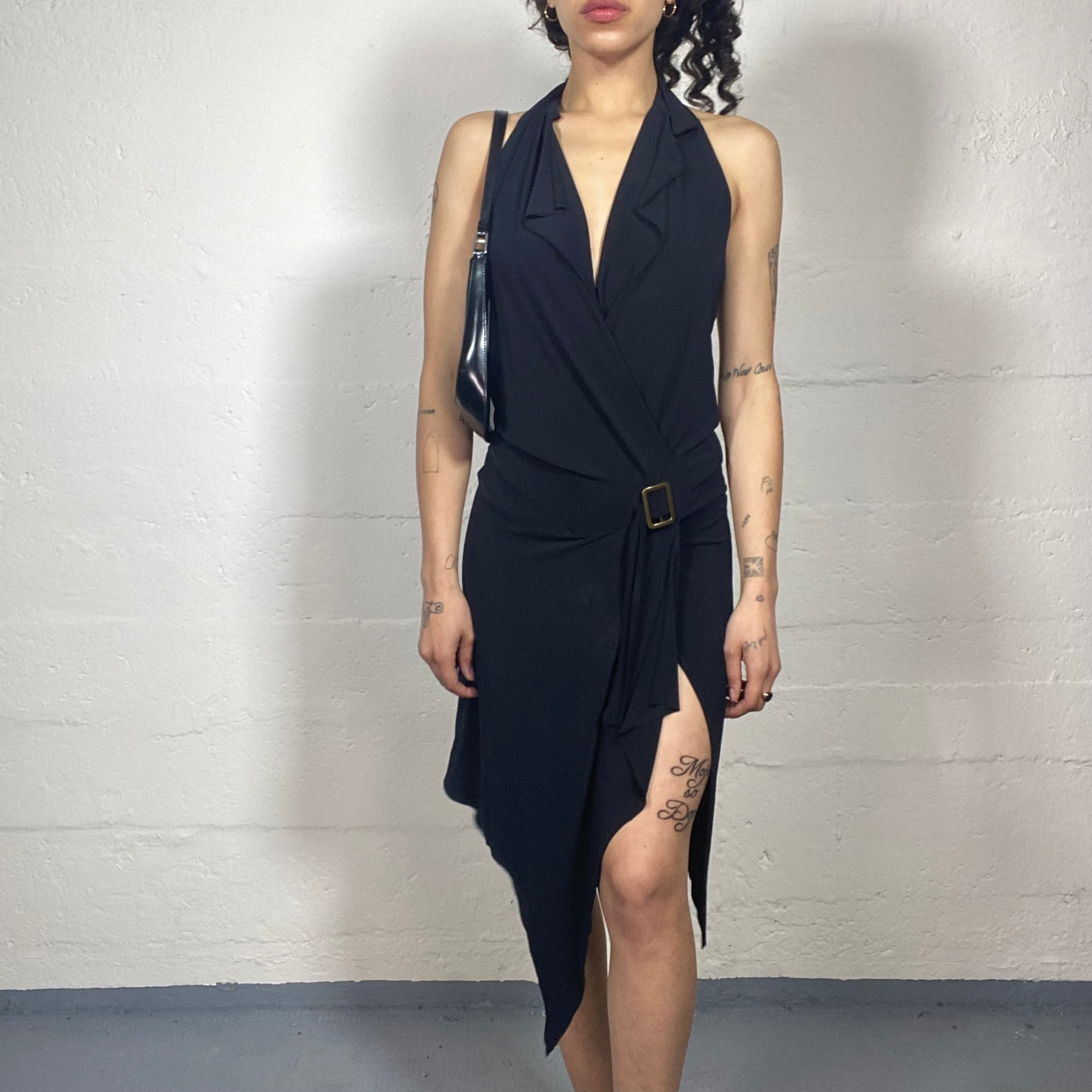 Vintage 2000's Upper East Side Chic Black Neckholder Asymmetric Dress ...