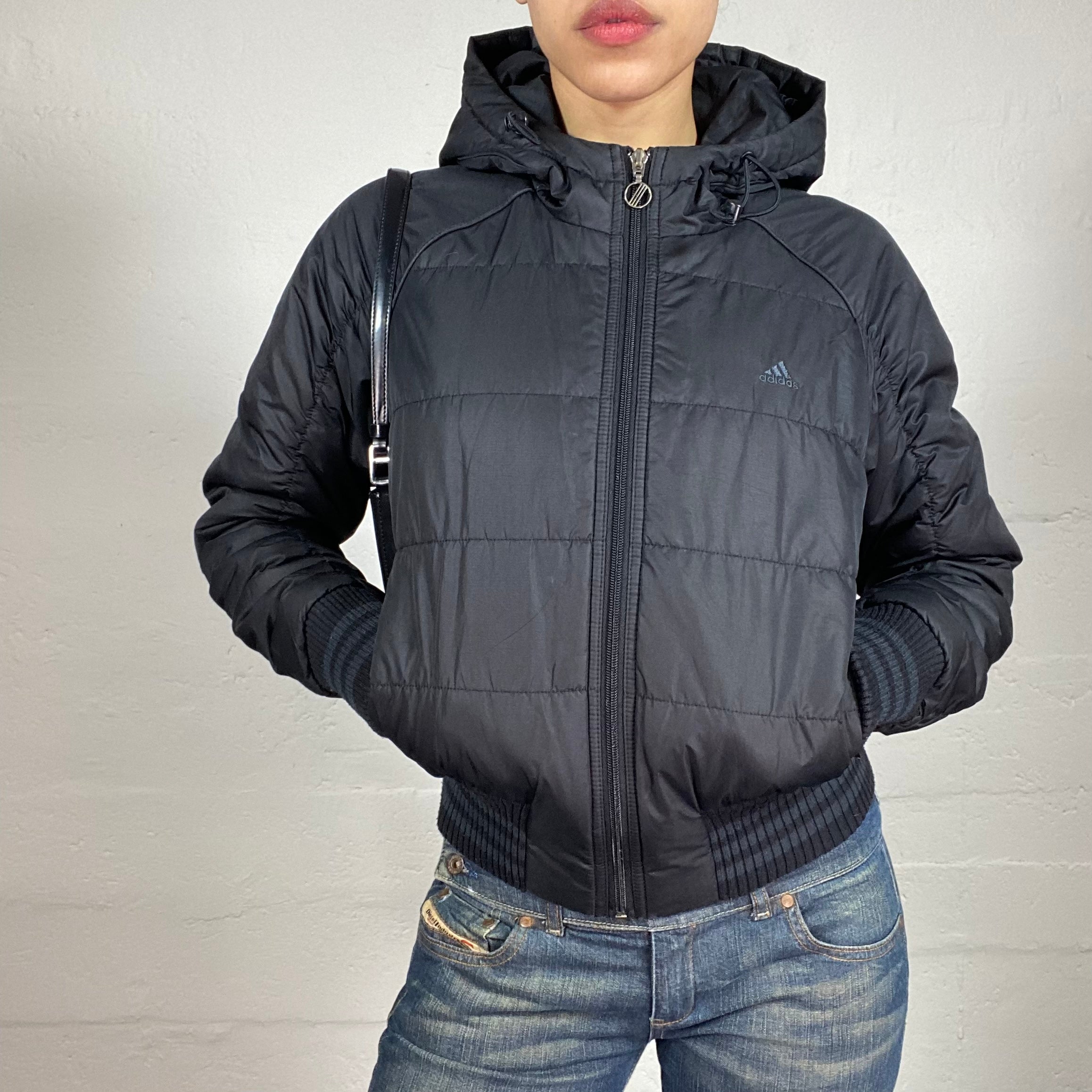 Vintage 2000's Archive Adidas Downtown Girl Puffer Black Jacket (S ...