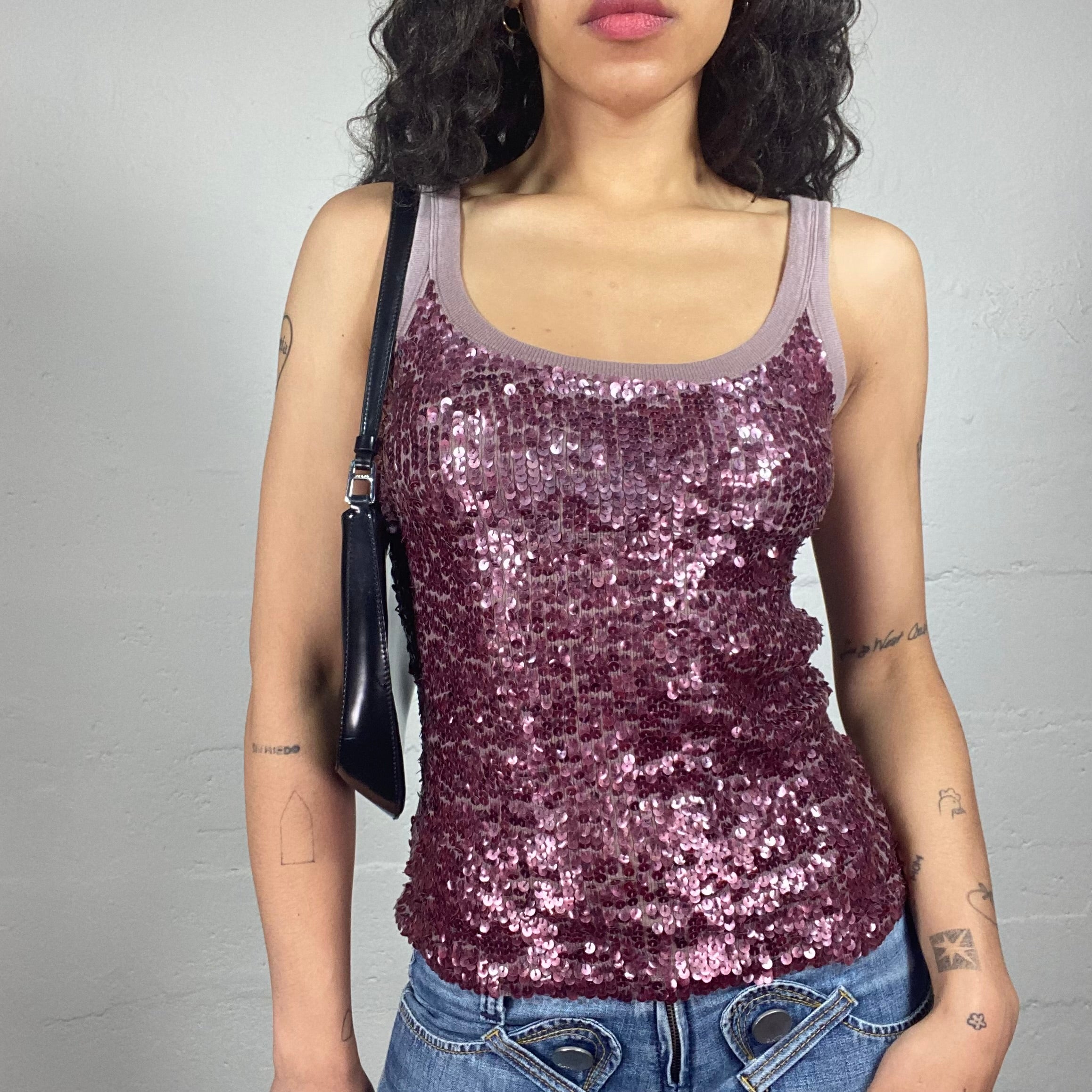 Vintage 2000's Clubwear Pink Sequins Covered Tank Top (M) – Michelle Tamar