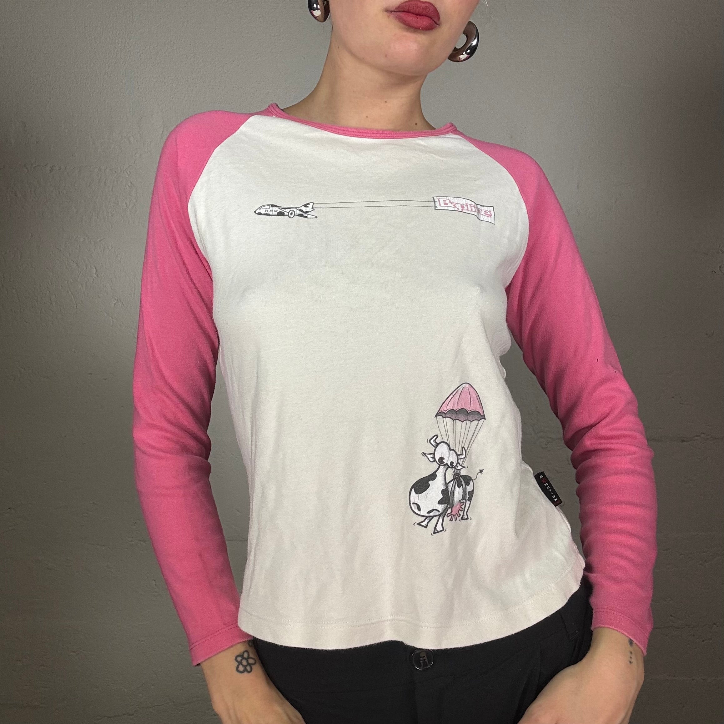 Vintage 2000’s Cute Pink Baby Tee with Cartoon Graphic (S) – Michelle Tamar