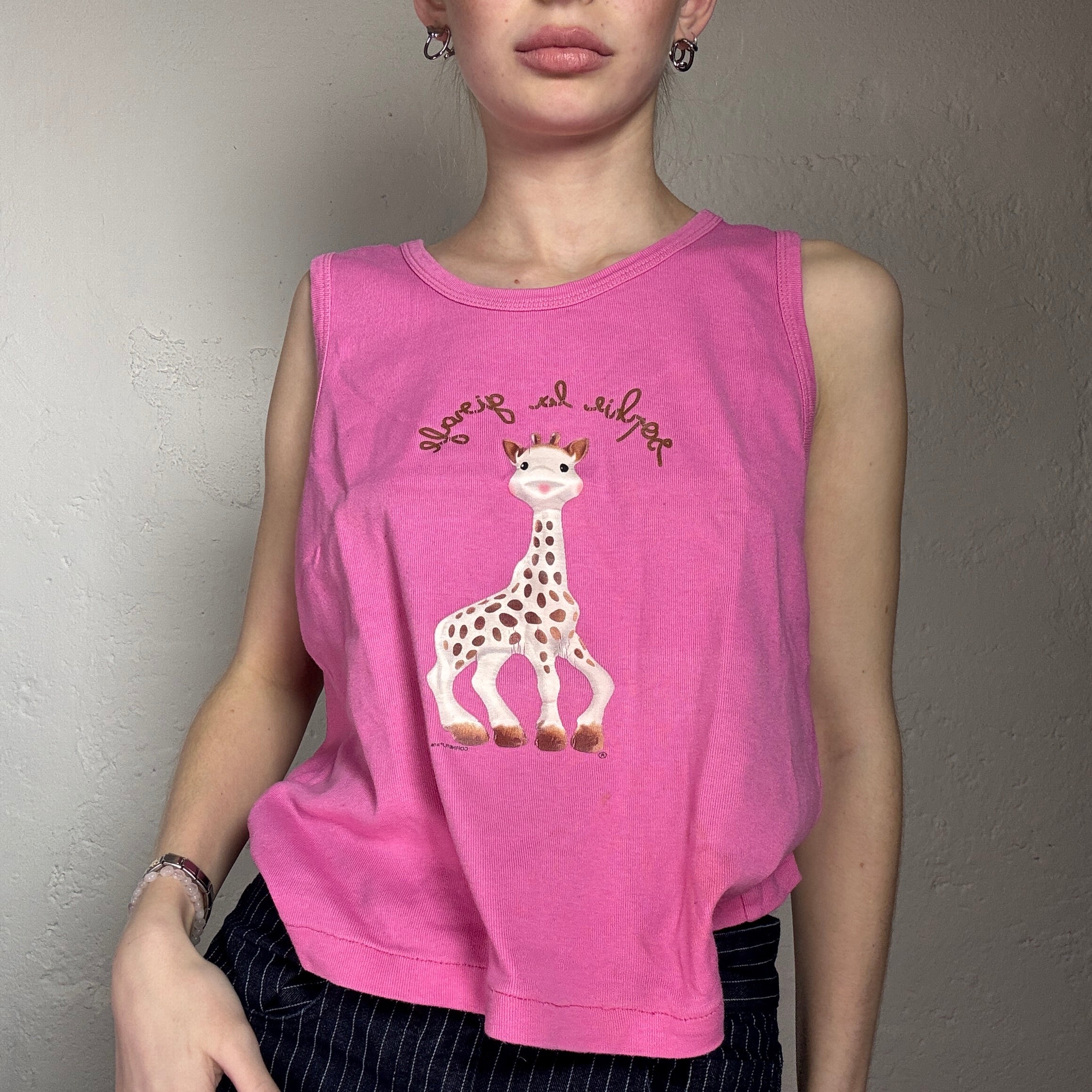 Vintage 90’s Cute Pink Giraffe Print Tank Top (S) – Michelle Tamar