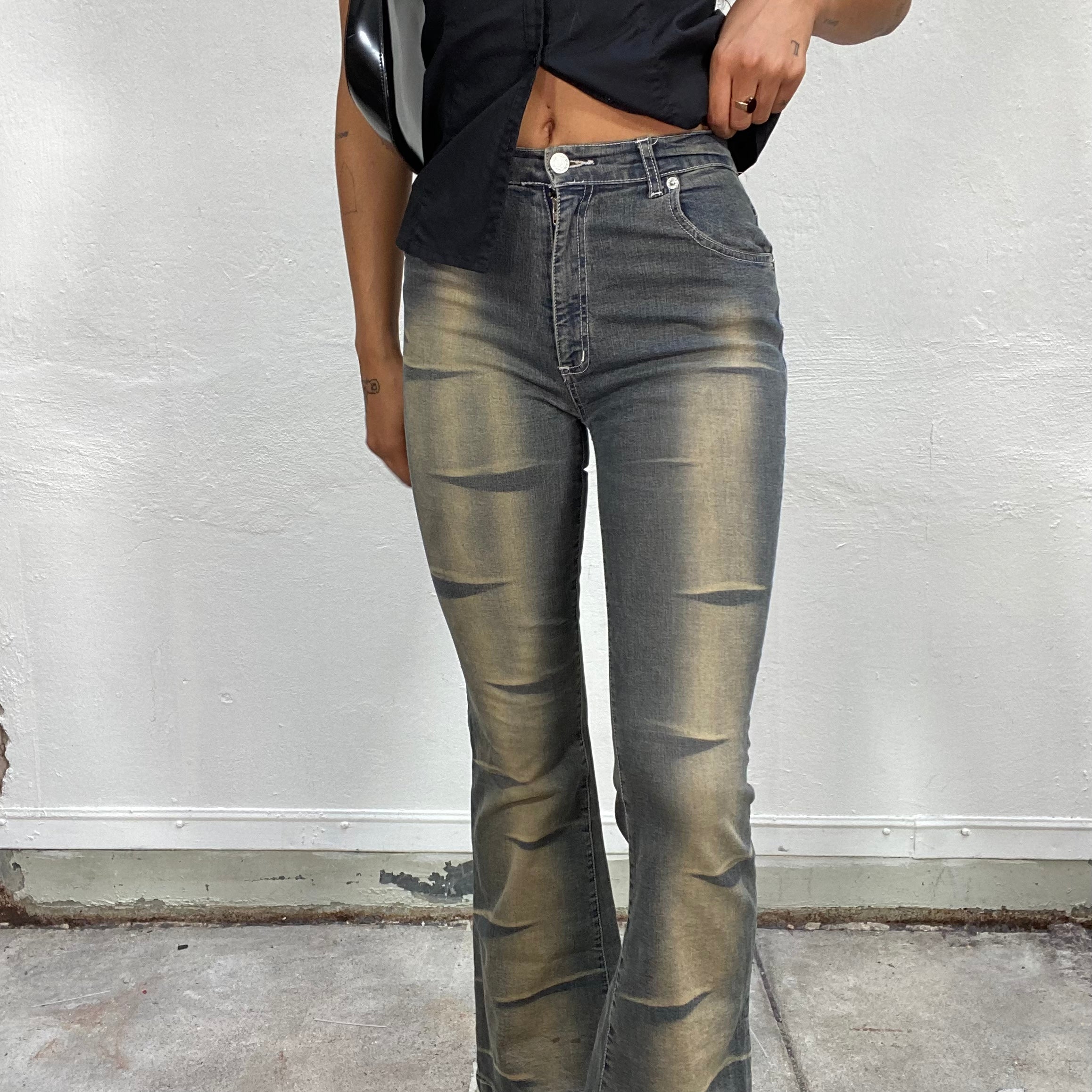 Vintage 2000's Western Washed Out Denim Jeans with Boot Cut and Ombré ...