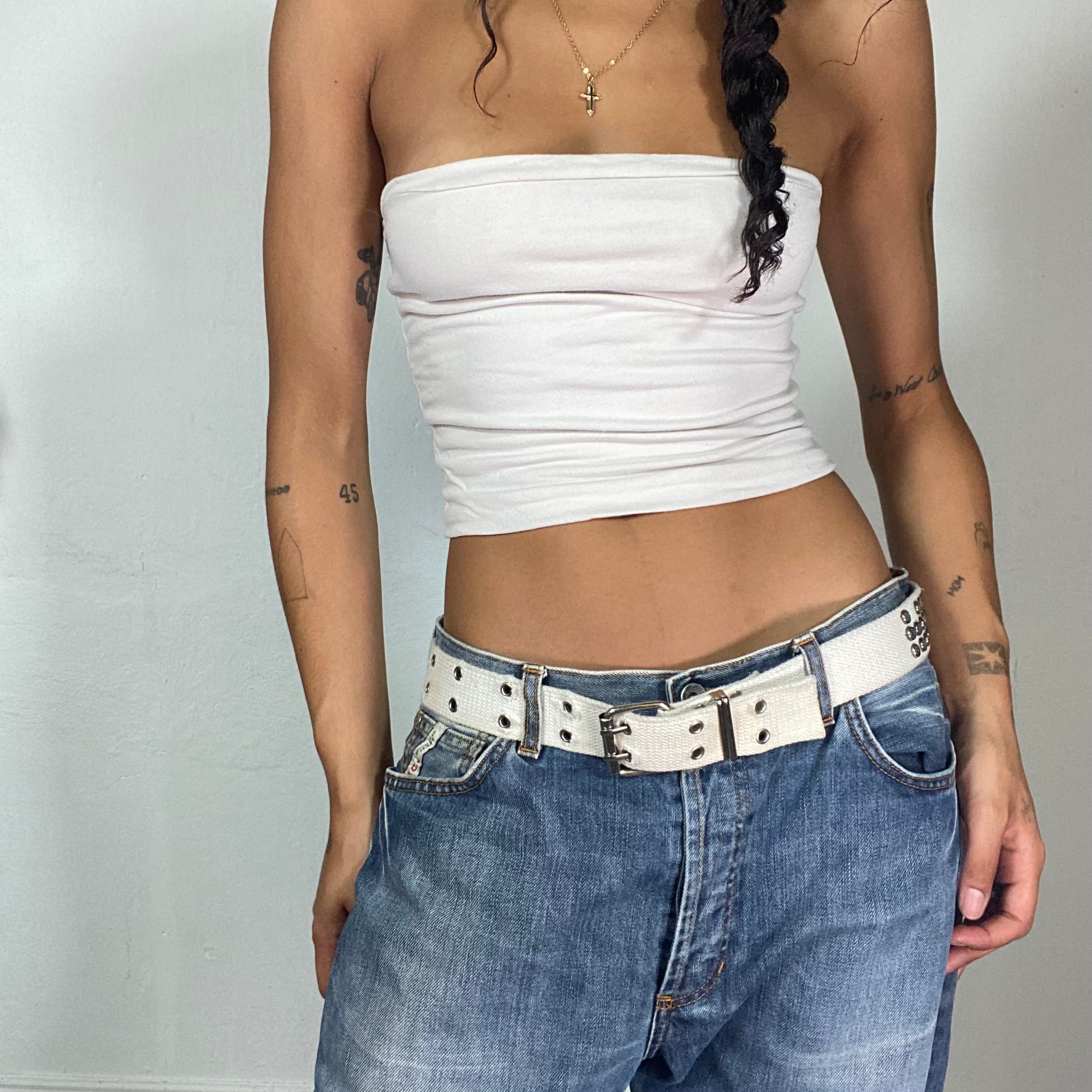 Vintage 2000's Rave White Belt with Silver Studs Detail – Michelle Tamar