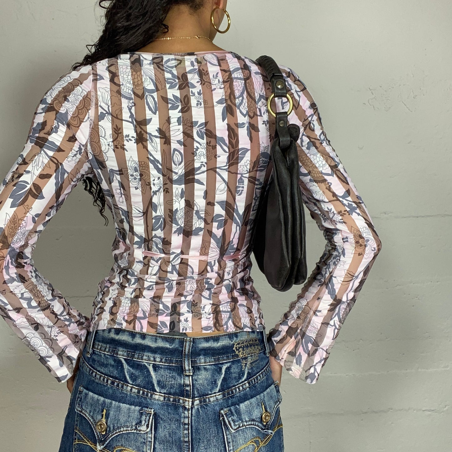 Vintage 2000's Lily Rose Depp White and Pastel Pink Mesh Top with Tatt ...