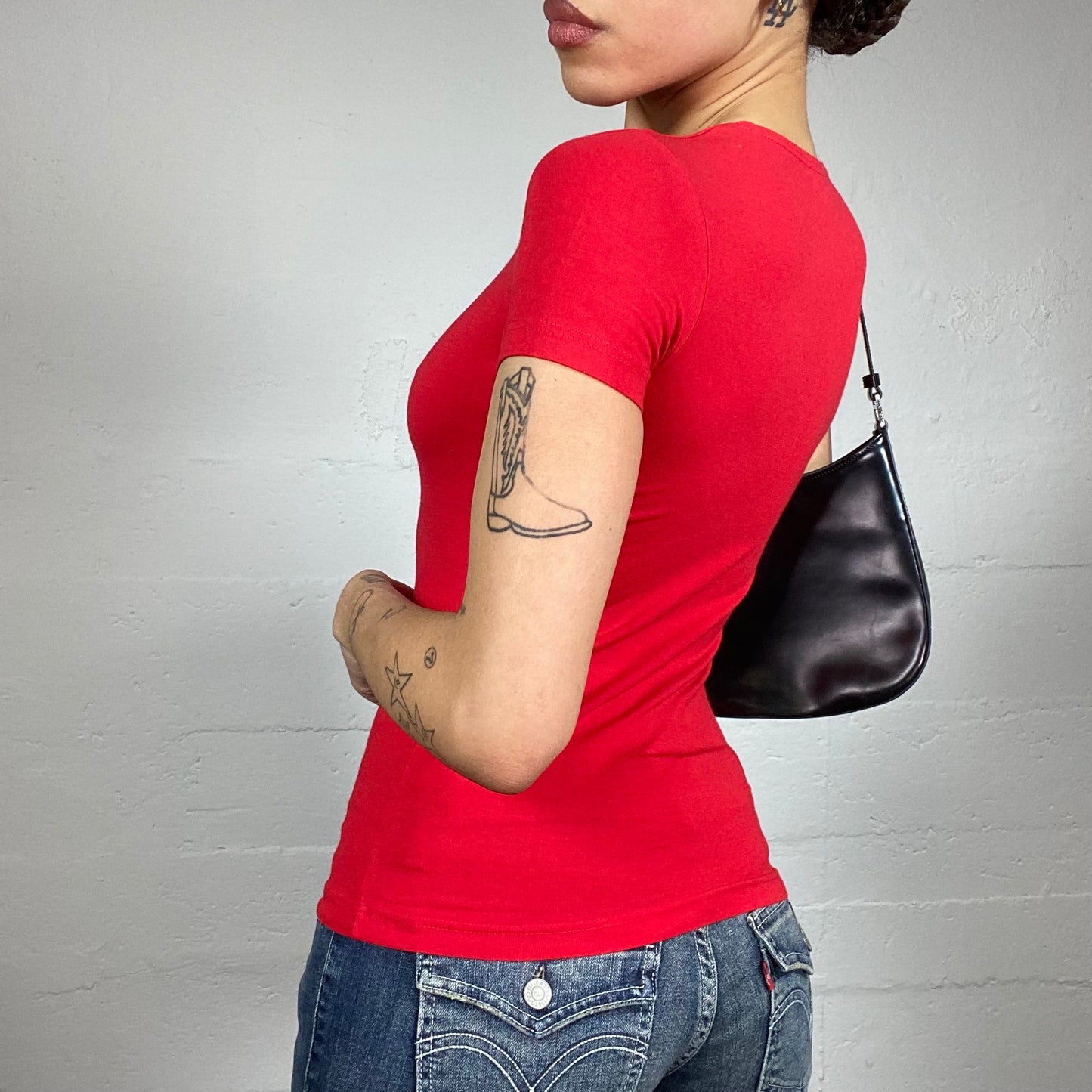 Vintage 2000's Morgan Downtown Girl Red Top with USA Flag Detail (XS ...