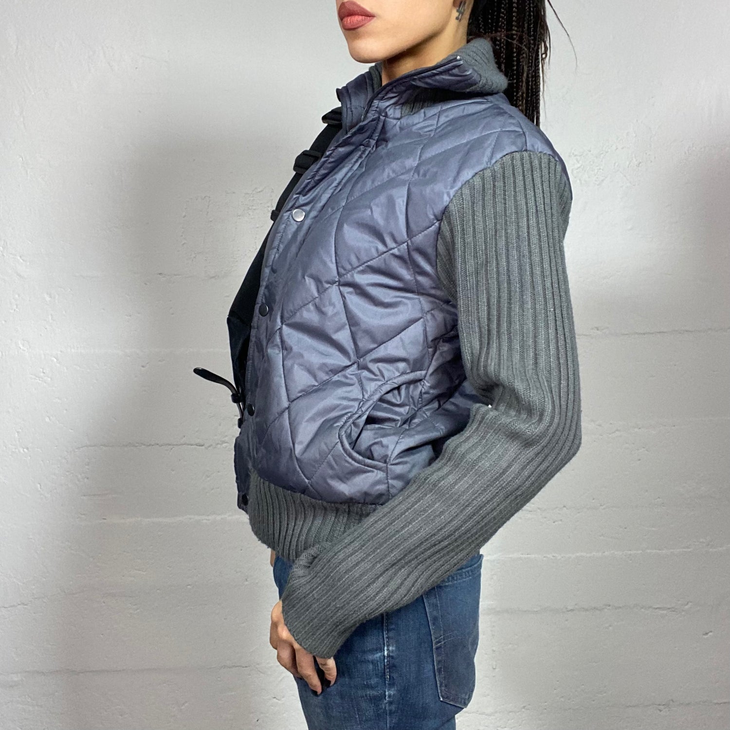 Vintage 2000's Sporty Blue Racers Jacket with Ribbed Longlseeves (M ...