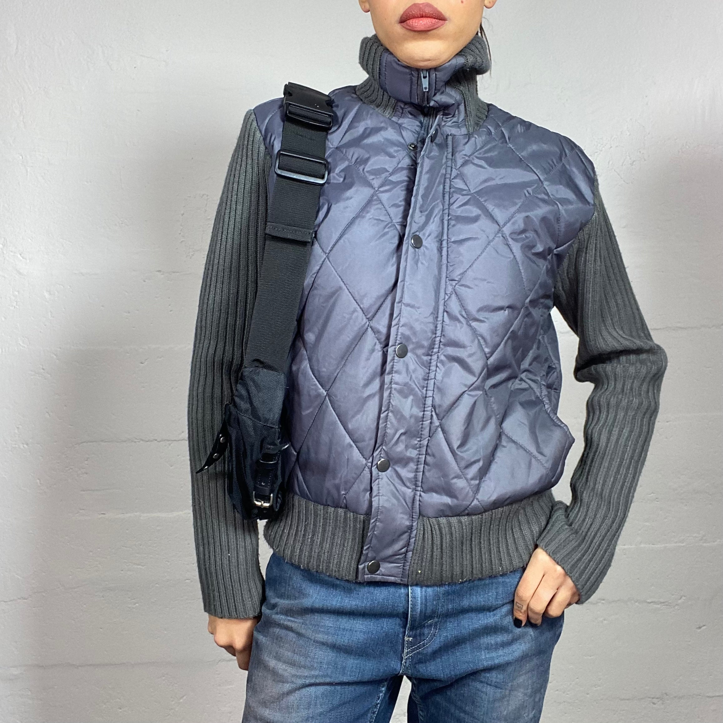 Vintage 2000's Sporty Blue Racers Jacket with Ribbed Longlseeves (M ...