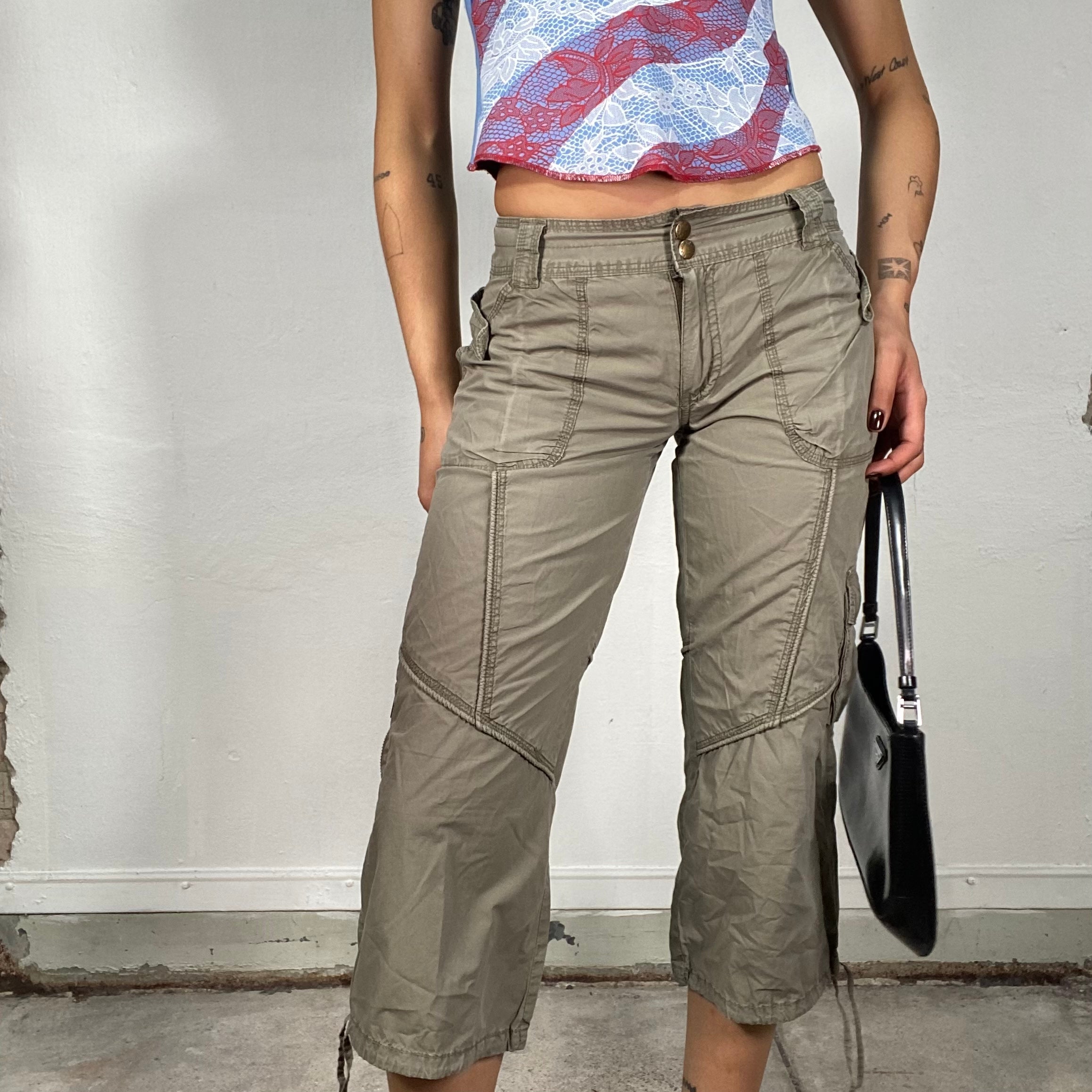 Vintage 2000's Street Style Khaki Cargo Capris (S) – Michelle Tamar
