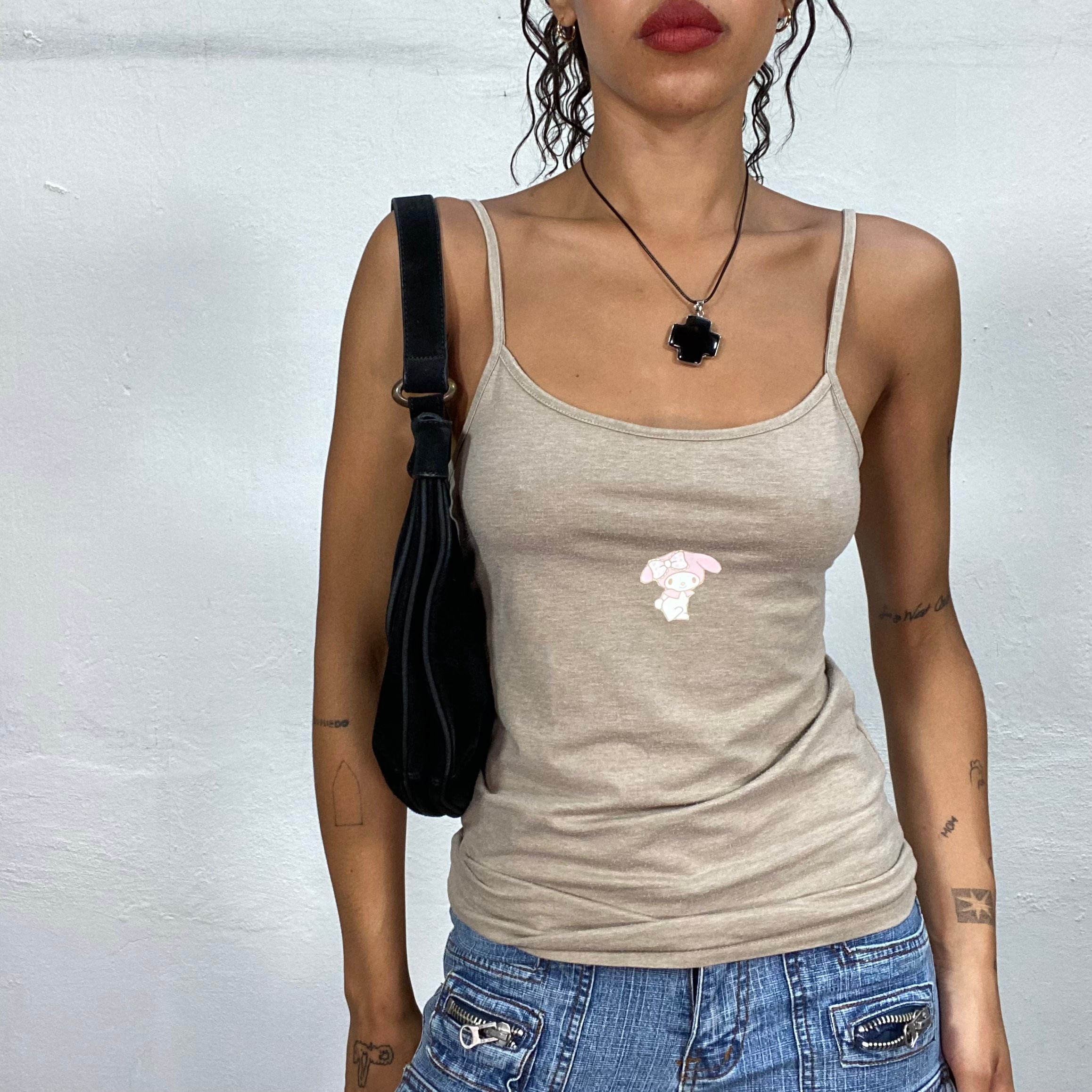 Vintage 2000's Cute Brown Top with Sanrio Character Print (S ...