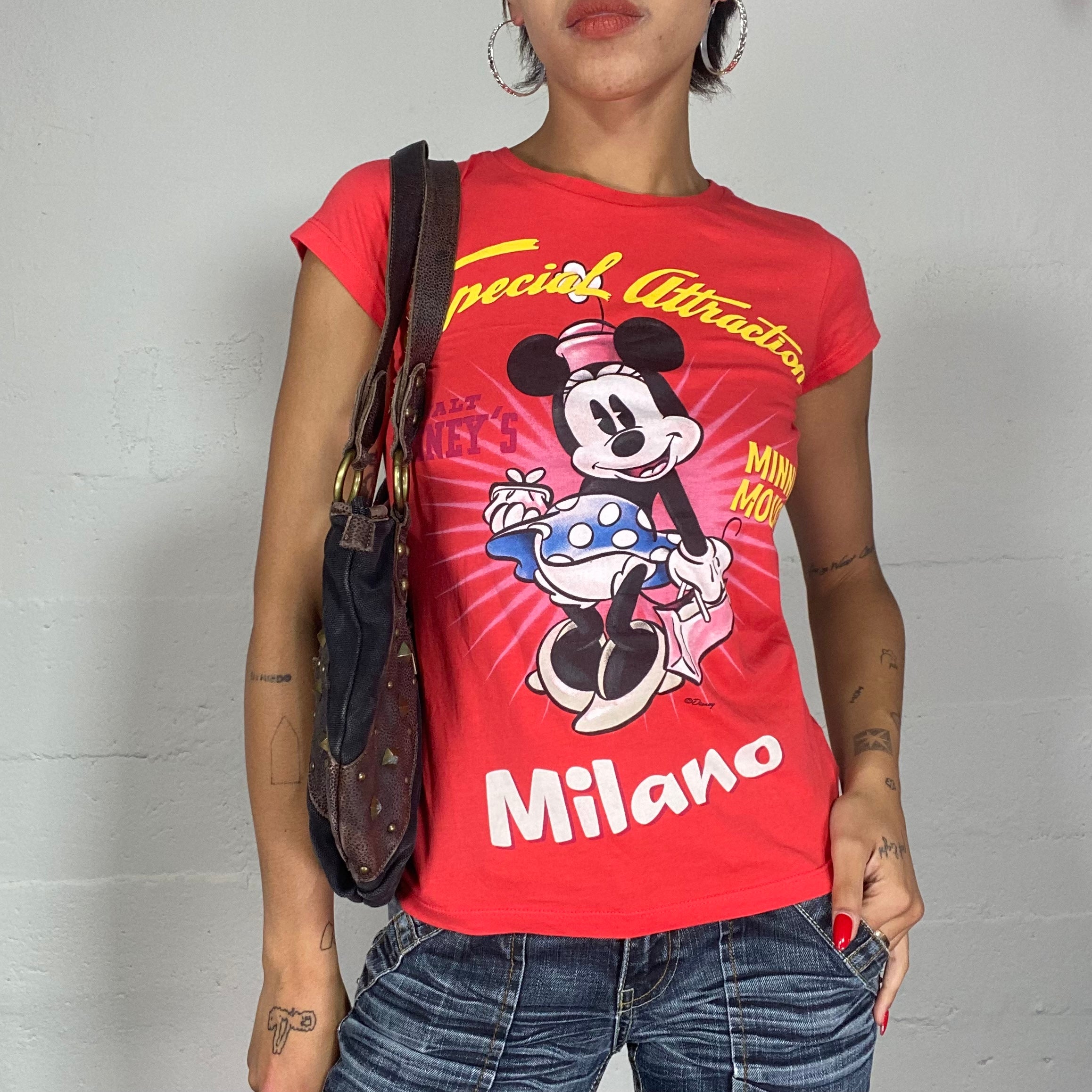 Vintage 2010's Cute Disney Red Top with Italian Milano Vintage Minnie ...