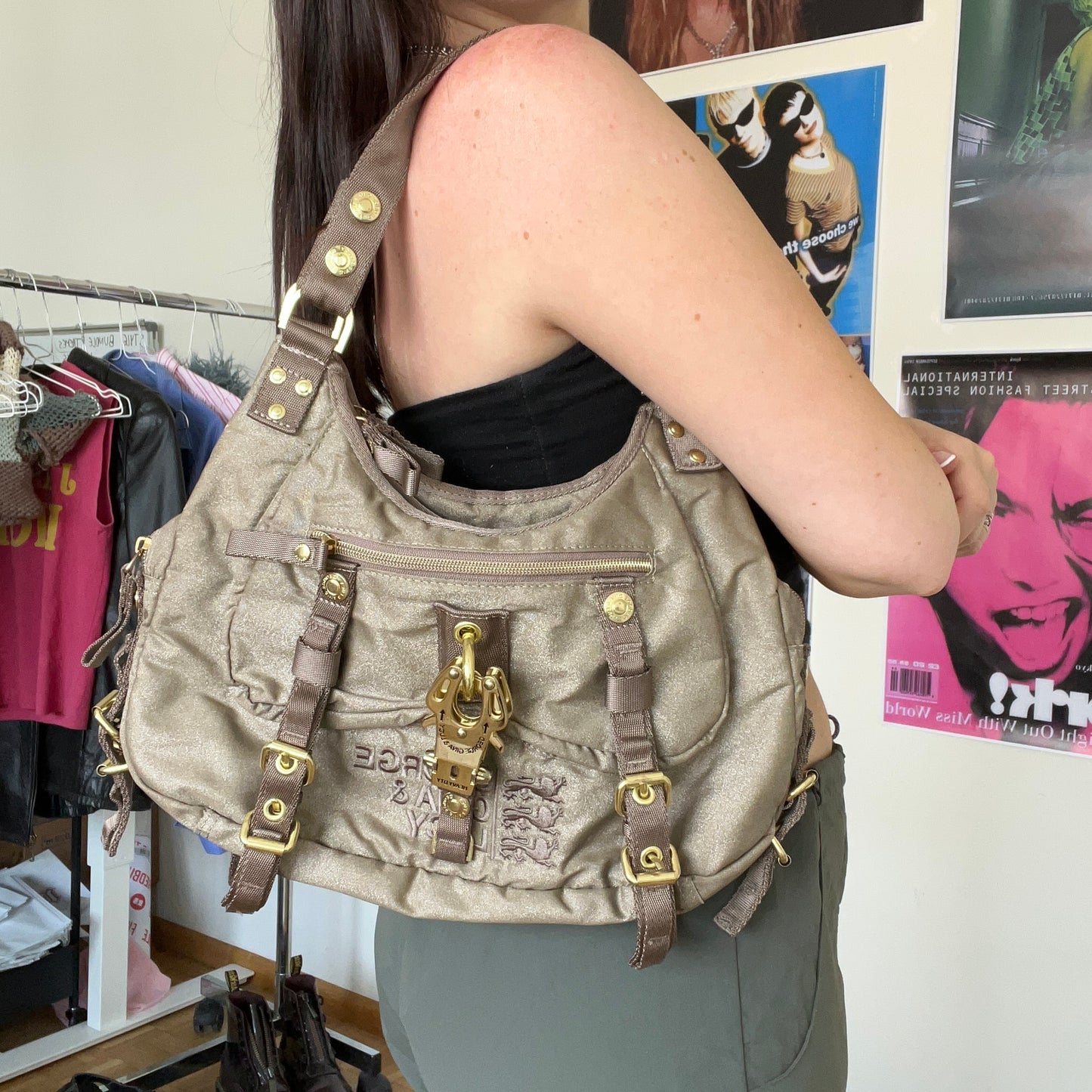 Vintage Y2K Cyber George Gina and Lucy Bronze Shoulder Bag – Michelle Tamar