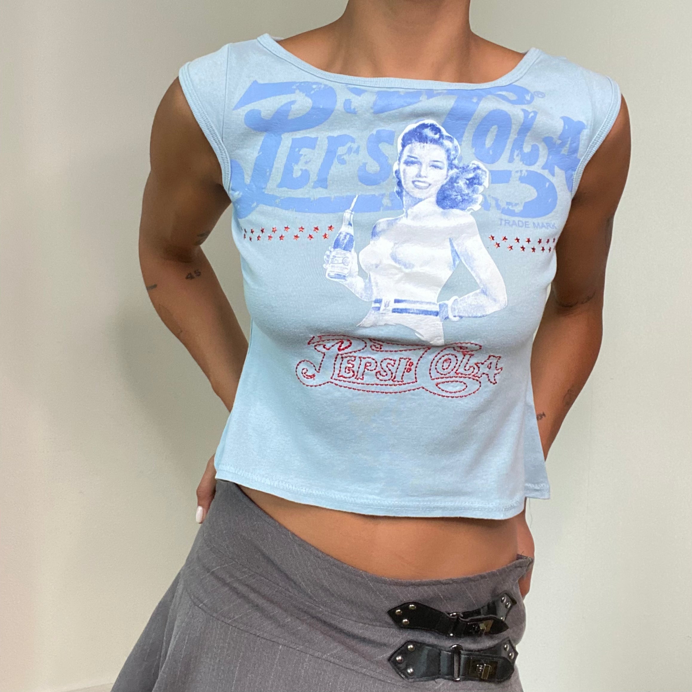 Vintage 90’s Pepsi Cola Baby Blue Baby Tee (S/M) – Michelle Tamar