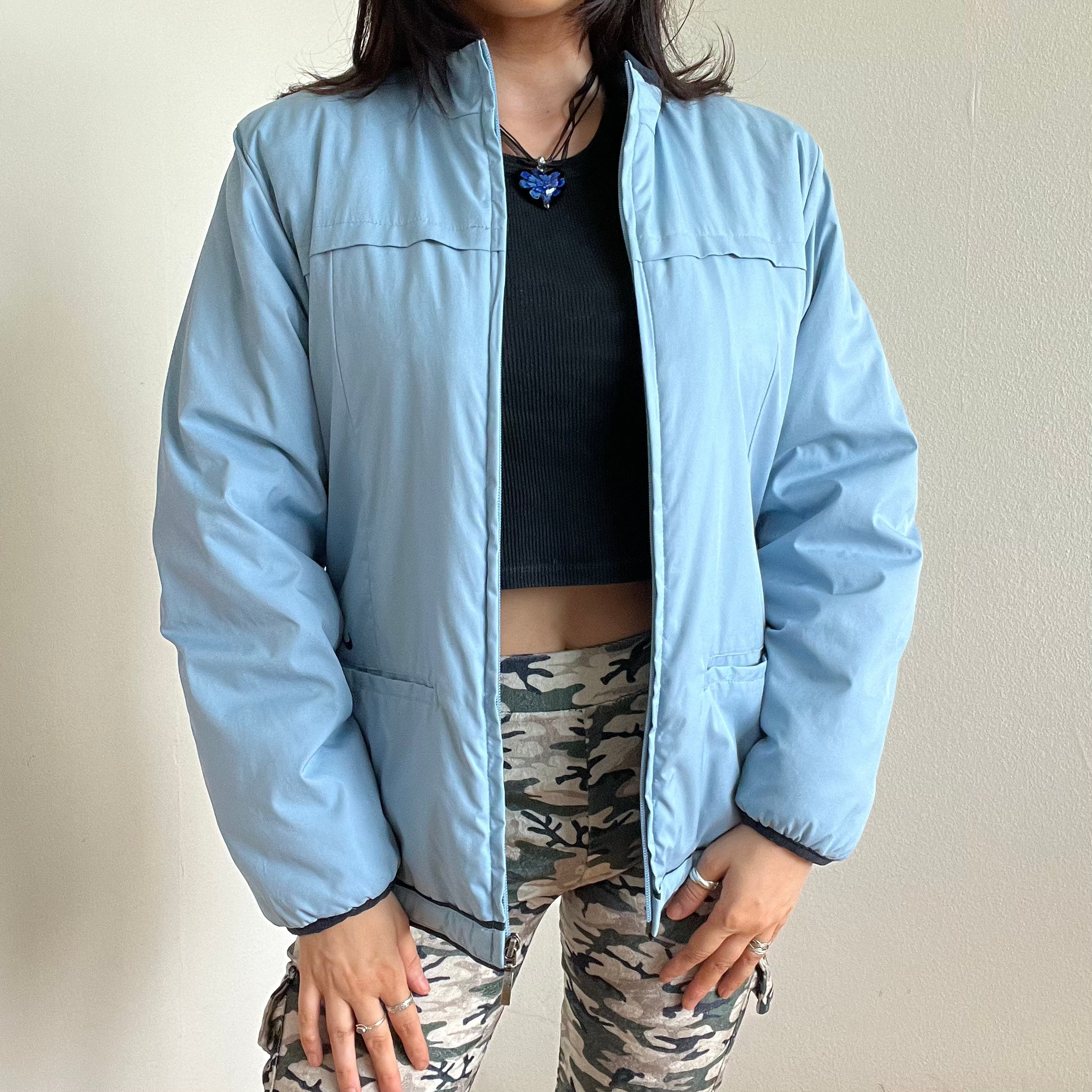 Vintage 90’s Sporty Nike Baby Blue Puffer Jacket (S) – Michelle Tamar