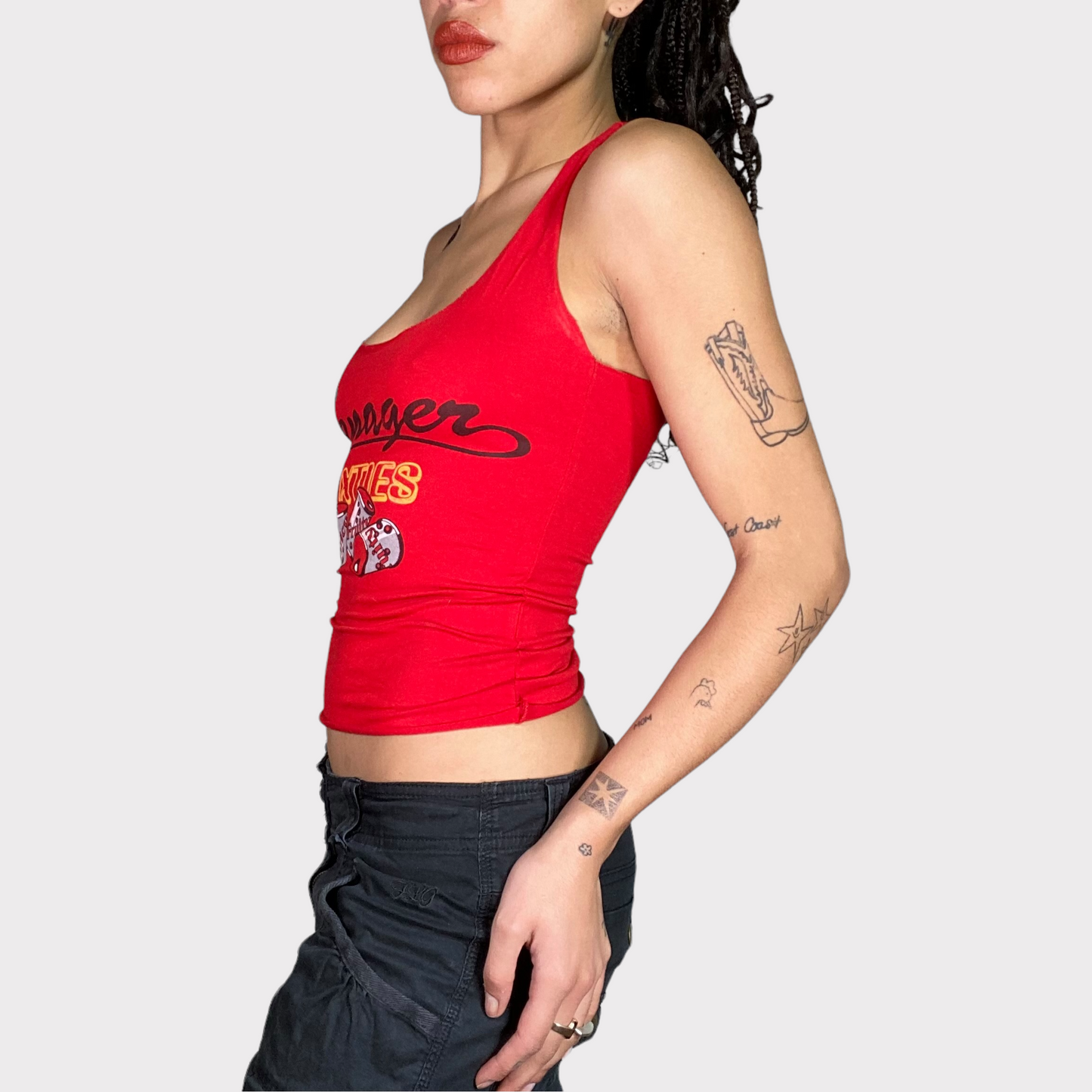 Vintage 2000's Funky Red Tank Top with 'Teenager' Print (S) – Michelle ...