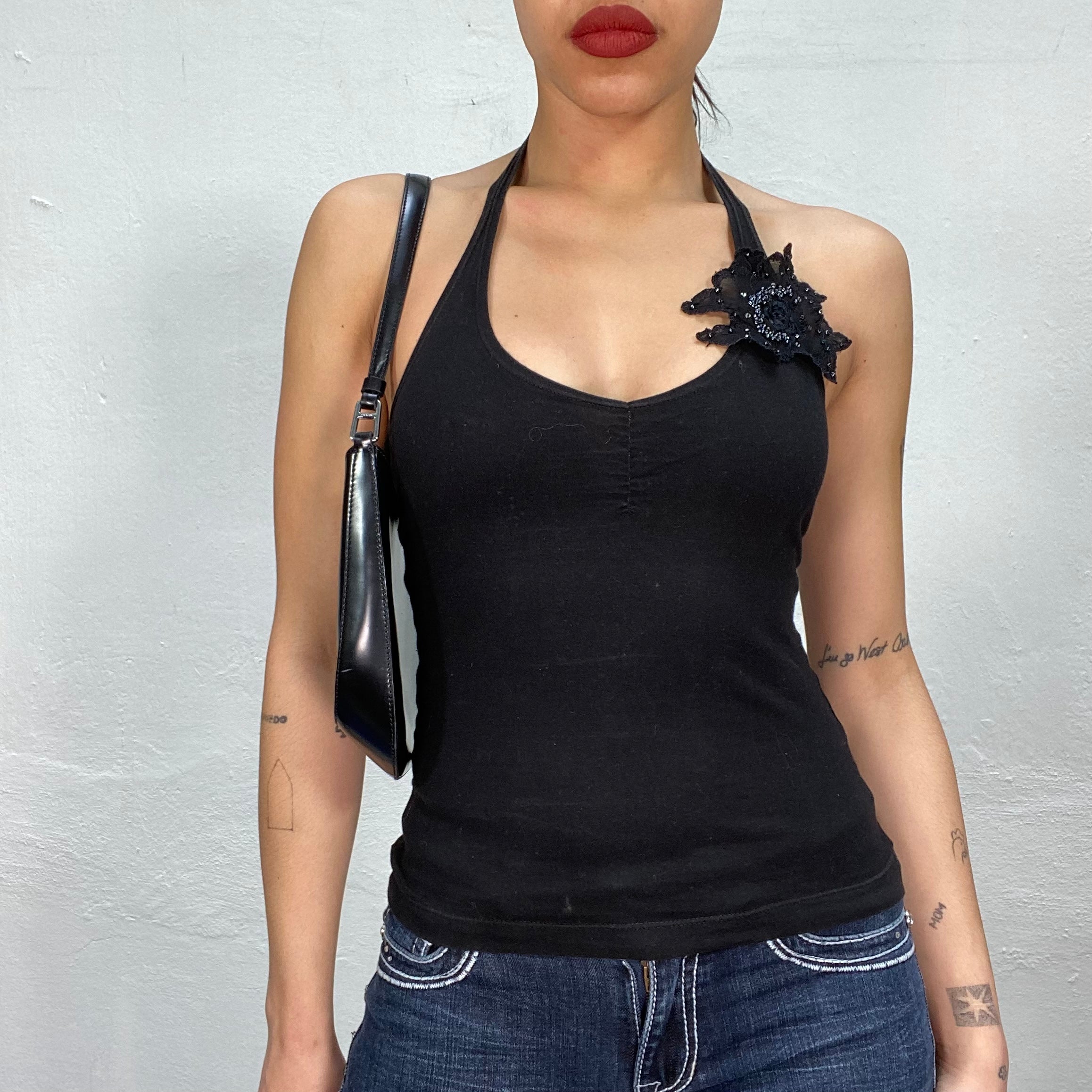 Vintage 2000's Clubwear Black Rosette Halter (S) – Michelle Tamar